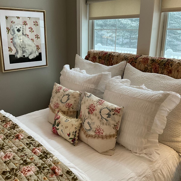 Boutis Style Quilt Cabbage Roses Shabby Chic French Provincial - Etsy