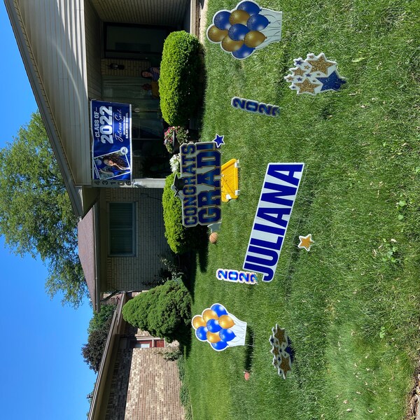 Graduation Personalized Lawn Sign Bundle - 11 Pc Grad Yard Decoration ...