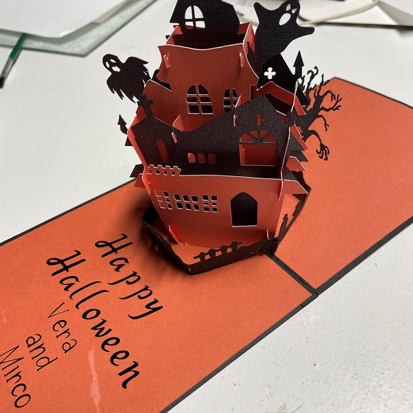 3D Halloween Svg: Haunted House Pop up Card Template Svg | Haunted ...