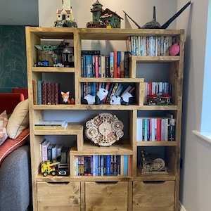 Solid Wood Bookcase Shelving Unit Boxes - Etsy UK