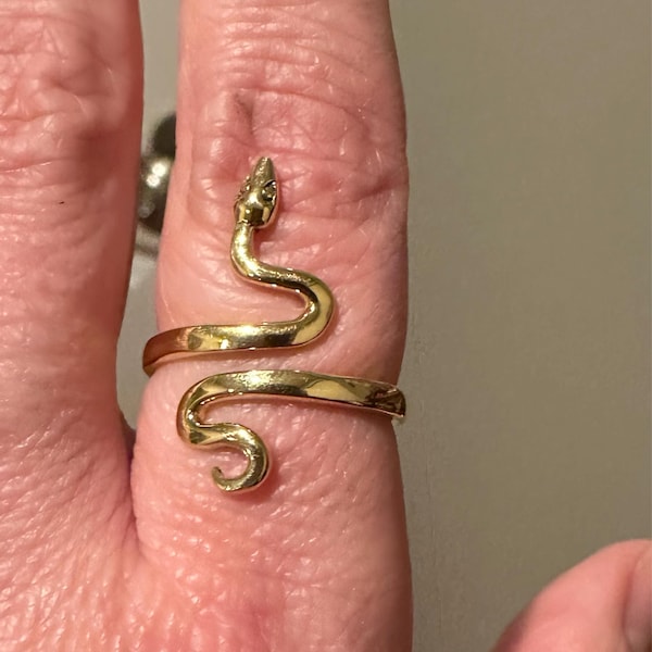 Golden Snake Ring, Adjustable Snake Ring, Open Ring, Brass Ring, Shiva ...