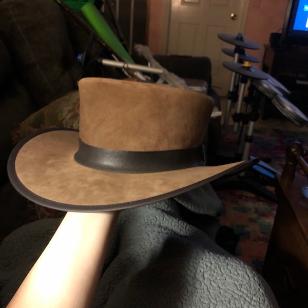 Black Suede Leather Clint Eastwood Pale Rider Style Western Outlaw Mens ...