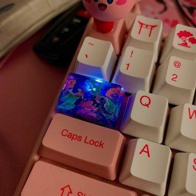 Blue Pink Koi Artisan Keycap, Custom Keycaps, Koi Fish Resin Keycap ...