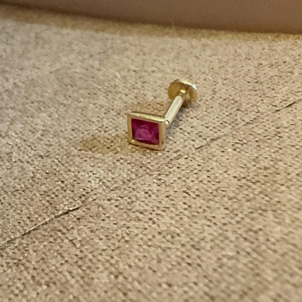 White Gold Earring for Labret Piercing, Petite Star Stud for Helix and ...