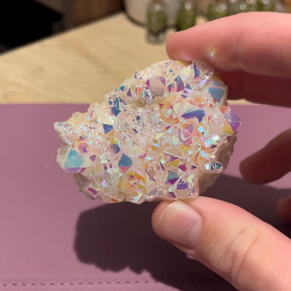 Rainbow Angel Aura Quartz Moon Sphere, Rainbow Crystal Sphere Ball ...