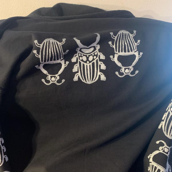 Beetles Buds Hand Printed Full Zip Hoodie Jacket - Etsy