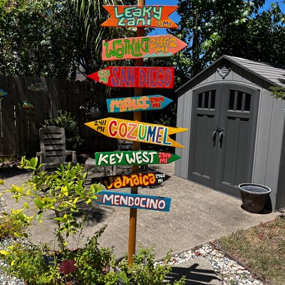 Directional Signs Tiki Decor Tropical Home Decor Yard Destination Signs ...