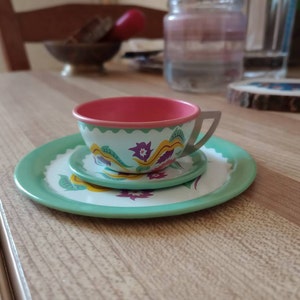 1950's Tin Toy Tea Set With Circus Design by Ohio Art Co. 4 Pieces, Cup ...