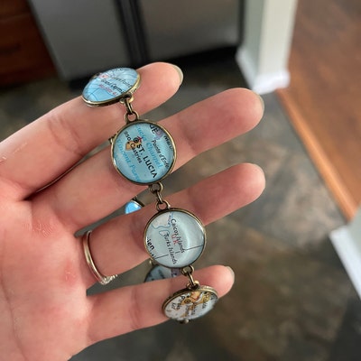 Set of Six. CUSTOM Vintage Map Wine Glass Charms. You Select Locations ...