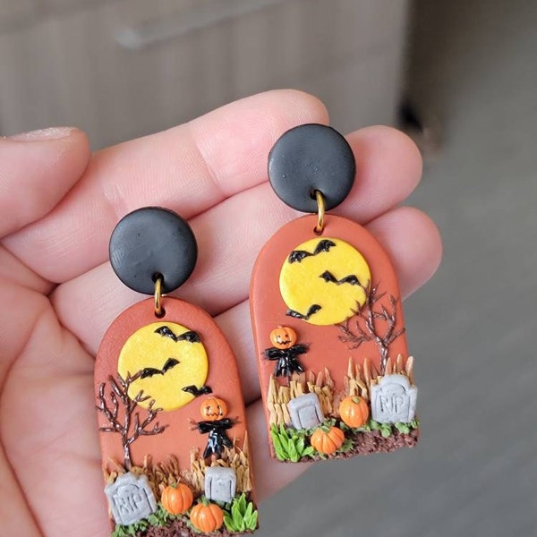 Granny Square Dangle Polymer Clay Earrings | Bright Spring Color Block ...