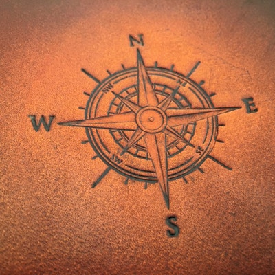 Delrin Leather Stamp: Wind Rose, Compass Passport Traveling, Leather ...