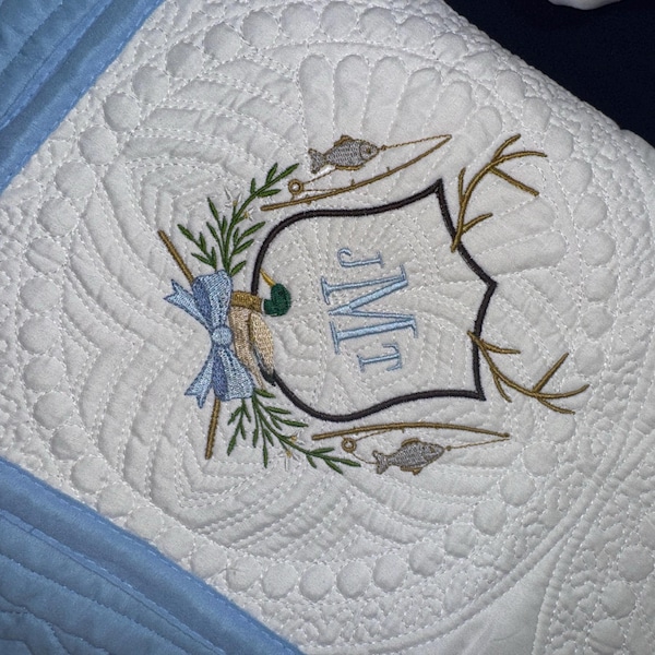Fishing Crest Embroidery Design: Mallard Duck Machine Embroidery File ...