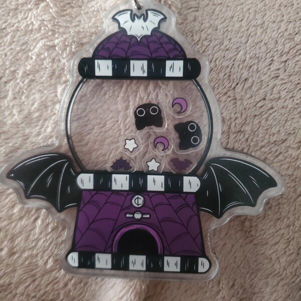 Spooky Gumball Machine Shaker Keychain - Cat Bat Gumball Candy Machine ...