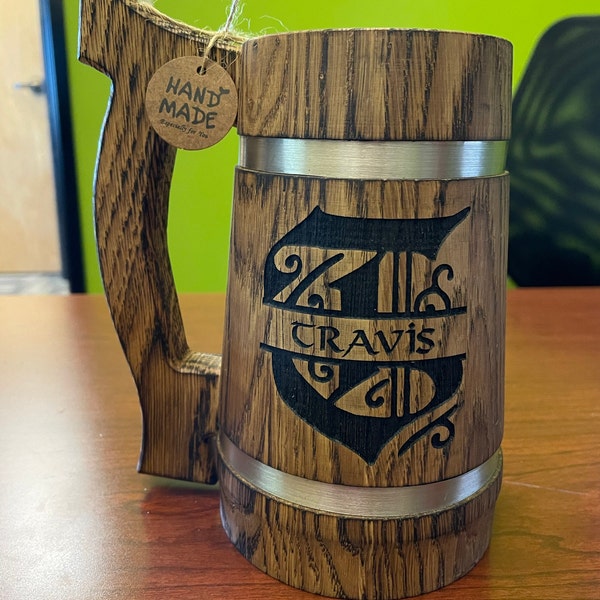 Custom Engraved Mug, Wooden Beer Mug, Gift for Man, Groomsmen Gift ...