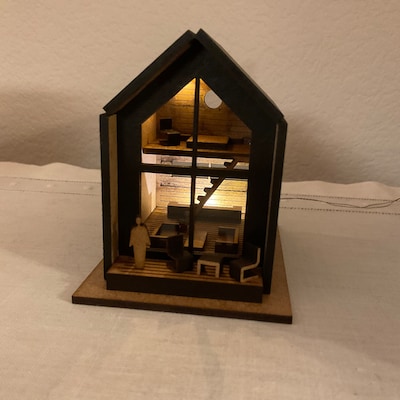 DIY Modern House Kit, Micro Dollhouse, Miniature Tiny House, Wooden ...