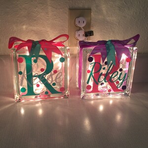 Girls Customized/personalized Lighted Glass Block Nightlight (6-inch ...