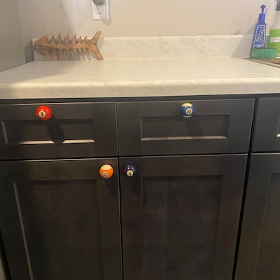 Handcrafted 1-1/2 Inch Pool Ball Cabinet Drawer and Cabinet Door Pulls ...