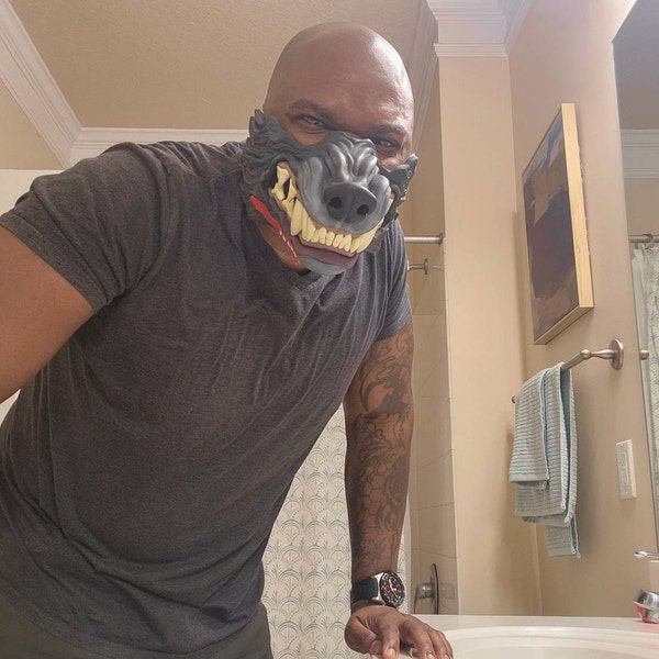 Snarling Wolf Mask - 3D Printed Demon Oni Half Mask - Etsy