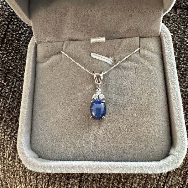 Cornflower Blue Star Sapphire Necklace Sterling Silver 925 Silver Blue ...