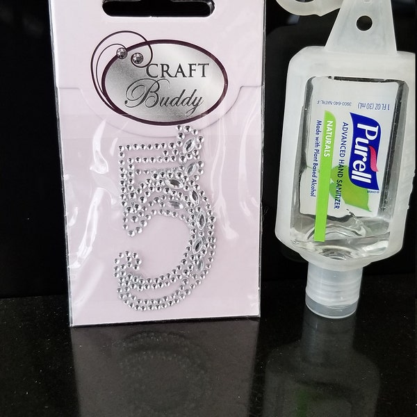 Craftbuddyus 2pcs Number "5" Self Adhesive Stick on Clear Rhinestone ...