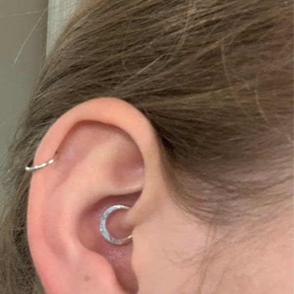 Sterling Silver Daith Ring Hammered, 8mm Silver Daith Ring, 10mm ...