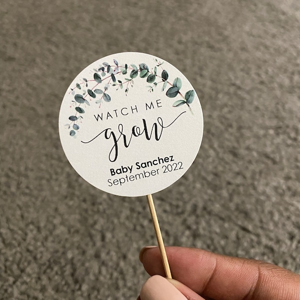 20 Custom Watch Me Grow Tags,printed Watch Me Grow Tags,succulent Favor ...