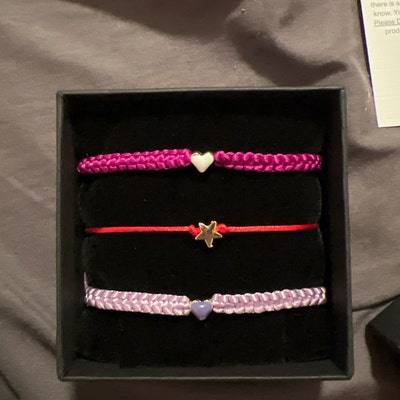 Set of 2 Personalized Heart Beaded Matching Bracelets for Couples ...