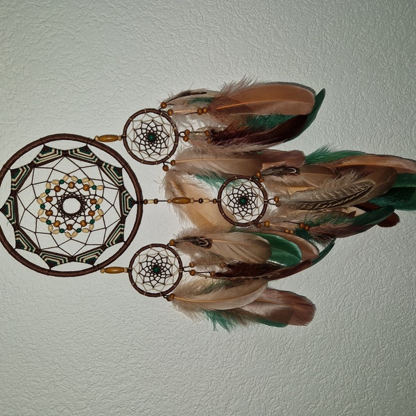 Native American Real Dream Catcher With Natural Bird Feathers, Large ...