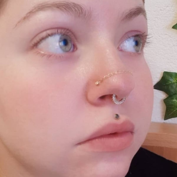 22k Gold Plated Nose Chain, Nostril Chain, Nose Chain, Nostril Piercing ...
