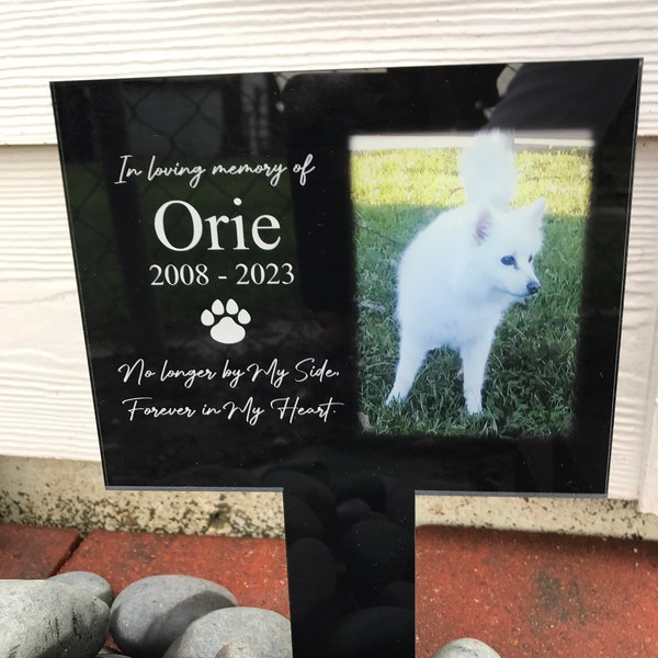 Personalized Pet Photo Memorial Plaque Stake, Acrylic Dog Cat Grave ...