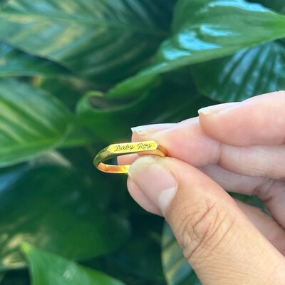 Bar Name Ring by Caitlyn Minimalist Signet Name Ring Custom Skinny Bar ...