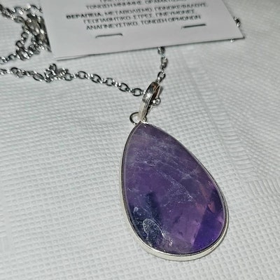 Optical Calcite Iceland Crystal Rough Crystal Sterling Steel Necklace ...