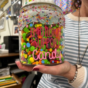 Personalized Funny Glass Candy Jar for Emotional Support, Custom Office ...