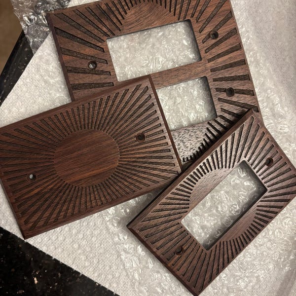 Customizable Walnut Light Switch Plate Cover for Wall Art Natural Wood ...