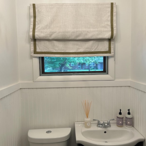 Cream Linen Roman Shades, Drawstring System, Blackout or White Lining ...