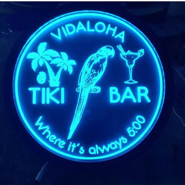 Custom Tiki Bar Sign LED Wall Sign Neon Like - Color Changing Remote ...