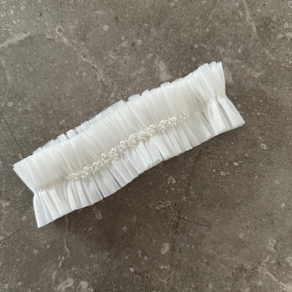 Bridal Pearl Garter Wedding Ivory Mesh Garter Bride Garter Set Classic ...