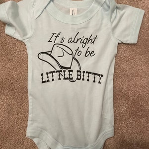Cute Country Style Baby Bodysuit With it's Alright to Be Little Bitty Design Blue Unisex One ...
