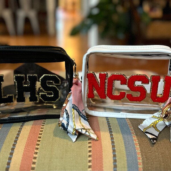 Clear Stadium Bag: Chenille Letter Concert Purse With Strap ...