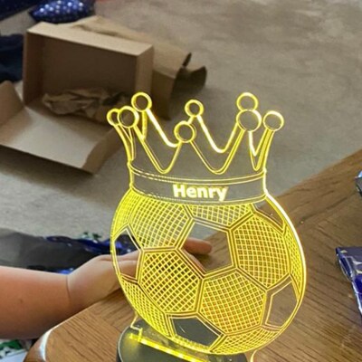 Personalised Football Night Light Children's Light Kids Bedroom Boys ...