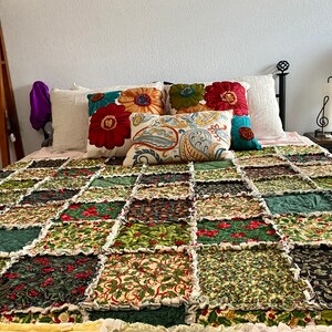 Amethyst Isles Large Rag Quilt Throw Teals Aqua Pinks Rose Spicy Browns Cream - Etsy