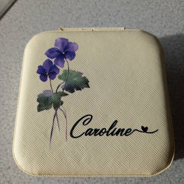 Custom Birth Flower Jewellery Box,leather Jewellery Travel Box ...