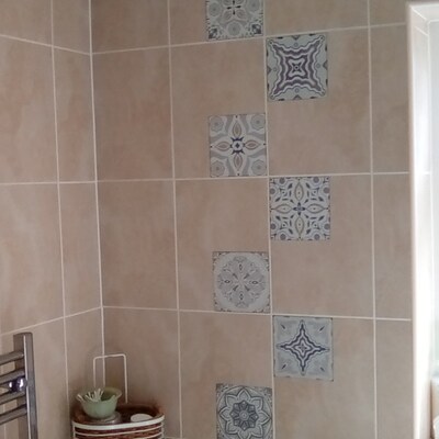 48 Wall Floor Tiles Stickers Tiles Transfers Kitchen Sticks on Tile ...