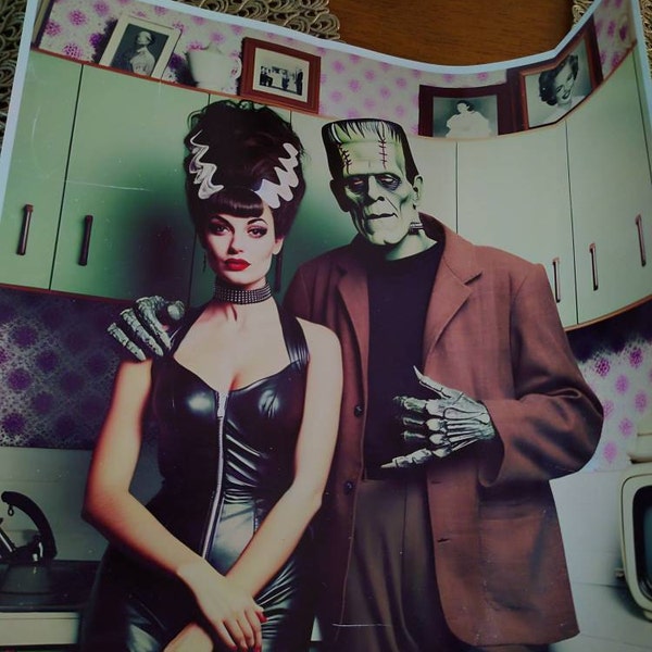 Mid Century Modern Frankenstein Tiki Lounge Retro Halloween Quirky ...