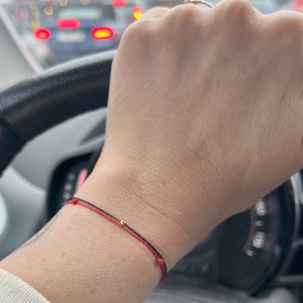 14k Gold Red String Bracelet - Silk Cord Red String Bracelet - Solid ...