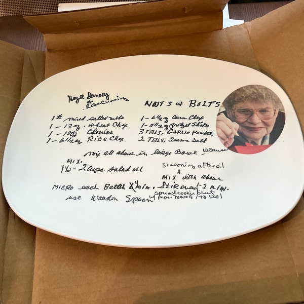 Handwritten Recipe Platter With Photo, Personalized Handwriting Recipe ...
