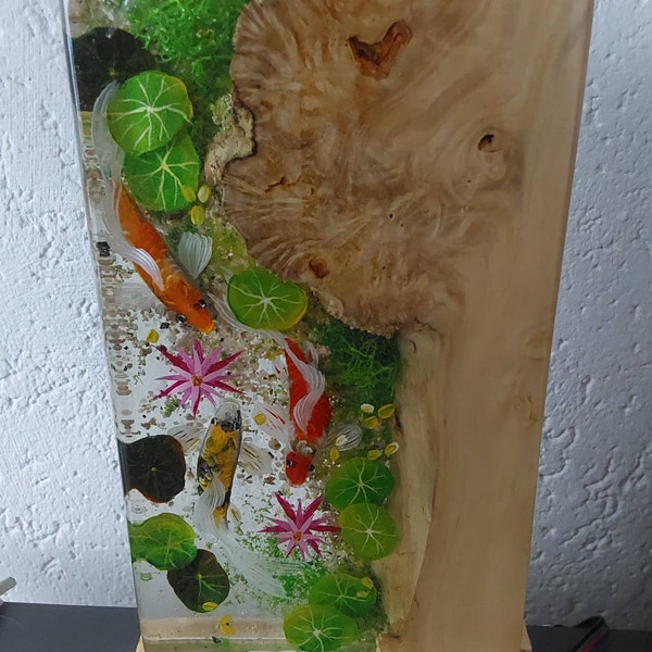 Resin Koi Fish Lamp,koi Fish Decor,resin Night Light,miniature Resin ...