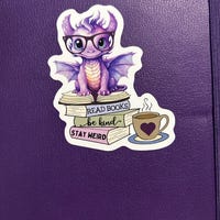 Book Dragon Sticker, Fantasy, Bookish Laptop Sticker, Dragon Lover ...