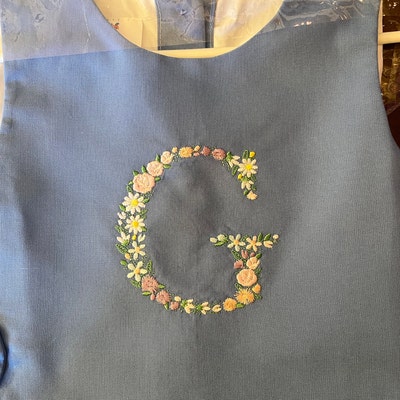 Machine Embroidery LETTER G Uppercase 10cm / 4 Tall Dainty Floral Font ...