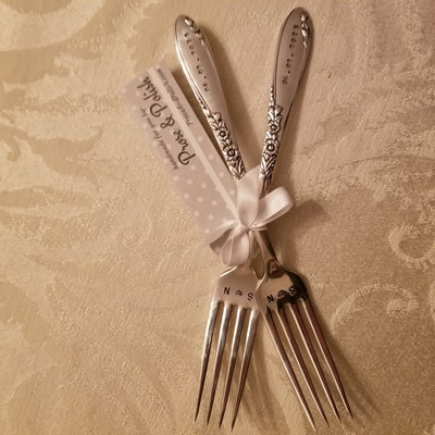 Personalized Wedding Forks Hand Stamped With Initials & Dated Handles ...